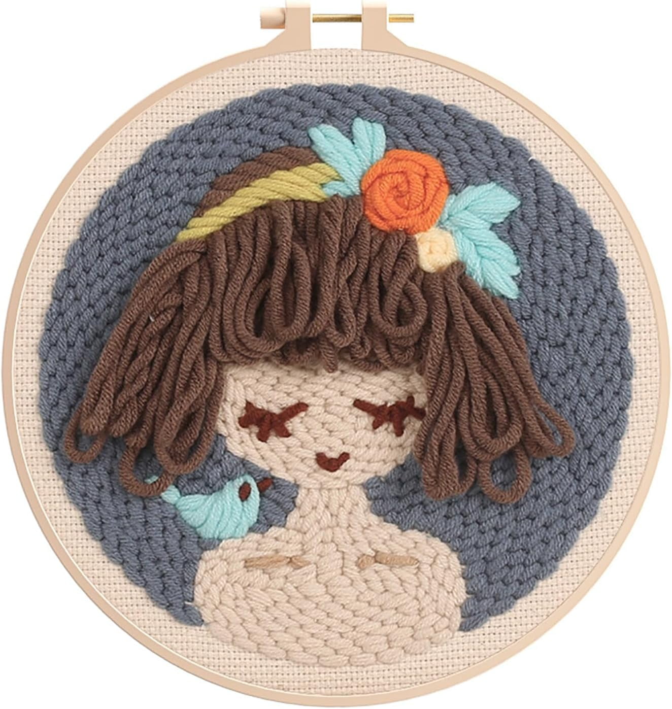 Punch Needle Kits Adults Beginner DIY Cute and Unique Cartoon Girl 8 in ...