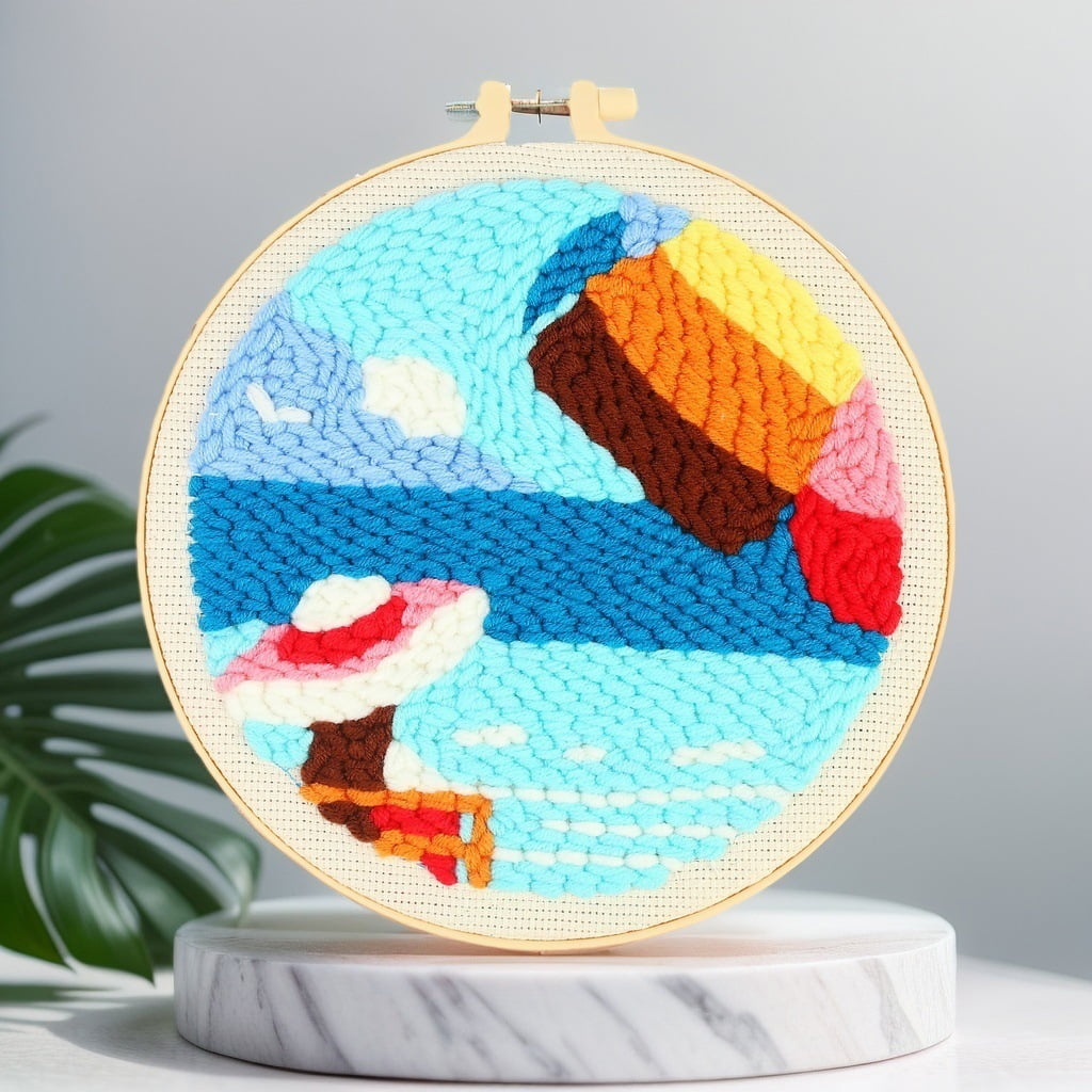 Punch Needle Kits Adults Beginner DIY Hawaiian Style 8 in Hoop ...