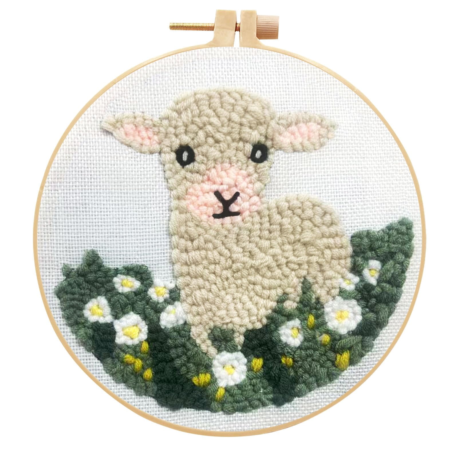 Punch Needle Kits for Beginners, Cute Cartoon Highland Cow with Daisy ...