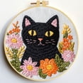 Punch Needle Kits Black Cat and Flowers Embroidery Starter Set with ...
