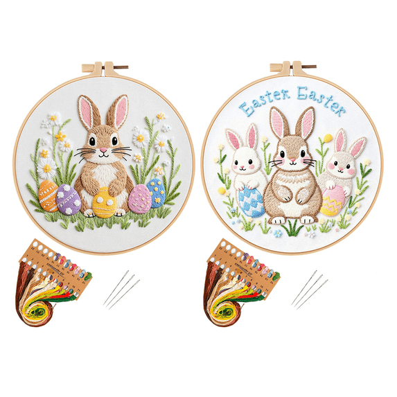 Punch Needle Kits Rabbit with Easter Eggs Embroidery Starter Set with ...