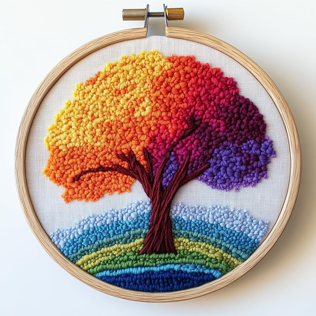 Punch Needle kits Abstract Colorful Tree Easy for Beginners DIY Punch ...