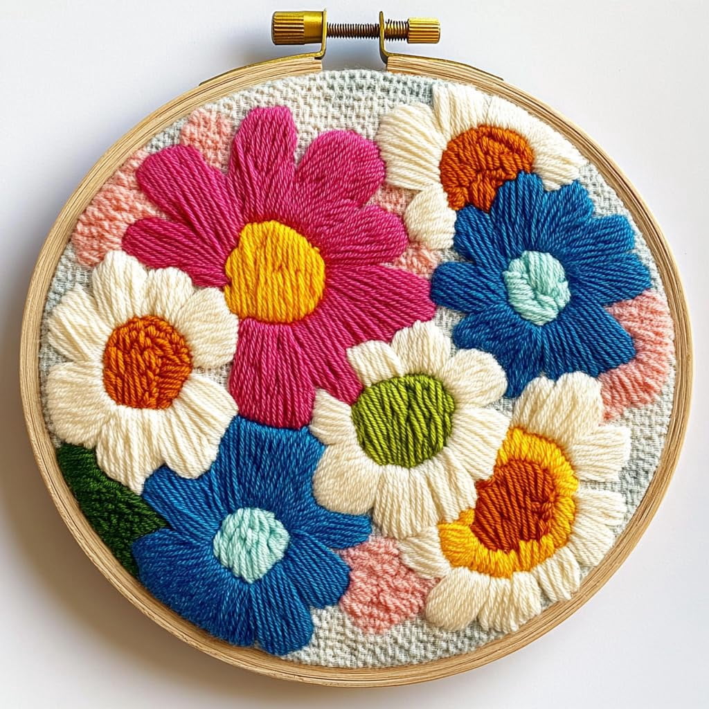 Punch Needle kits Abstract Cute Daisy Flower Easy for Beginners DIY ...