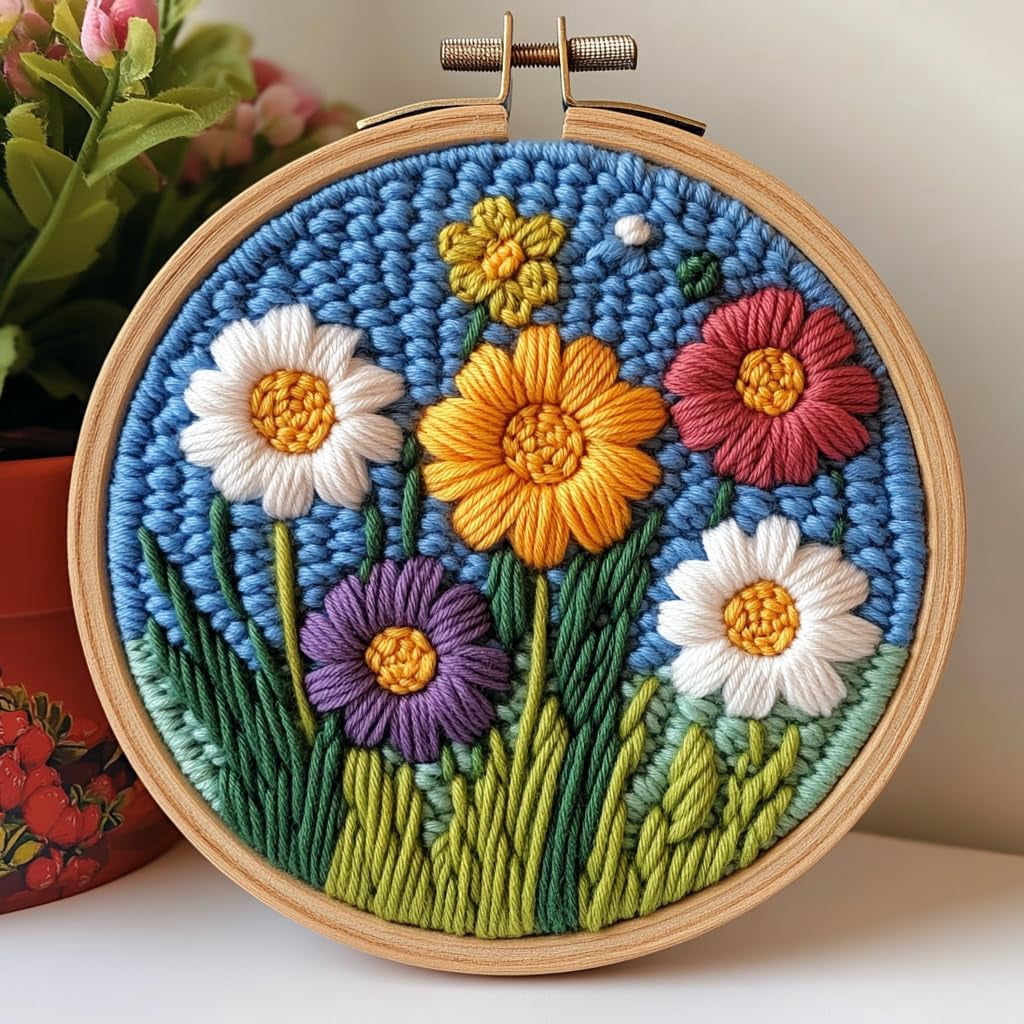Punch Needle kits Abstract Cute Daisy Flower Easy for Beginners DIY ...