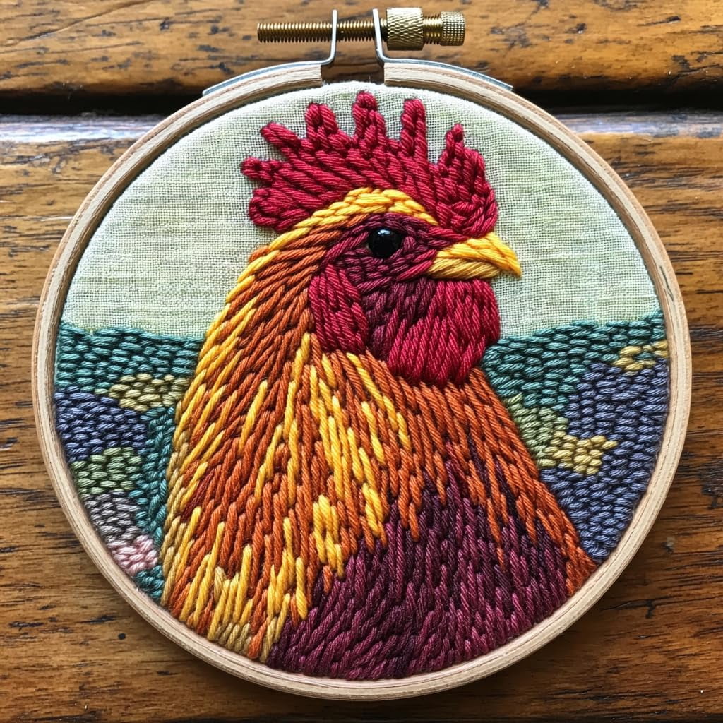 Punch Needle kits Abstract Red Rooster Easy for Beginners DIY Punch ...