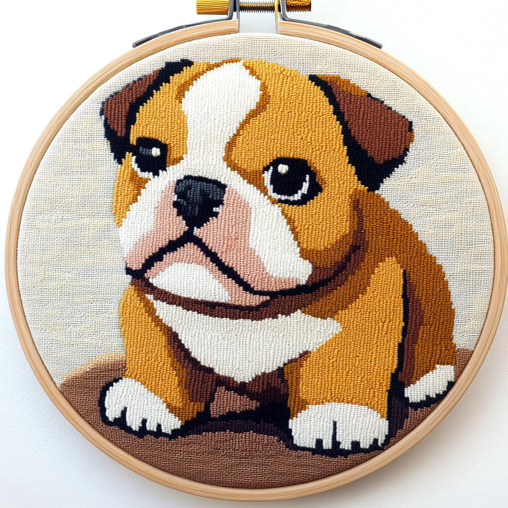 Punch Needle kits Baby Yellow English Bulldog Easy for Beginners DIY ...