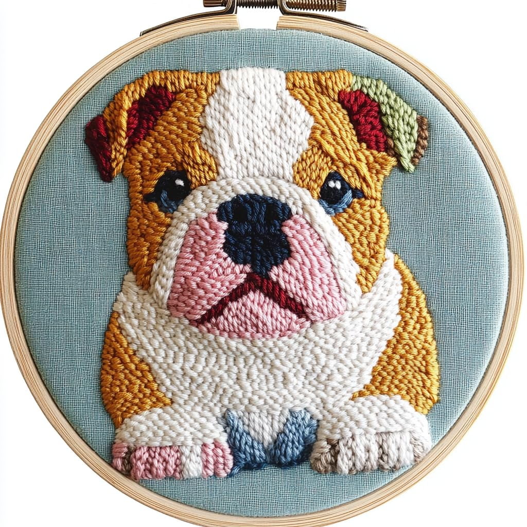 Punch Needle kits Baby Yellow English Bulldog Easy for Beginners DIY ...