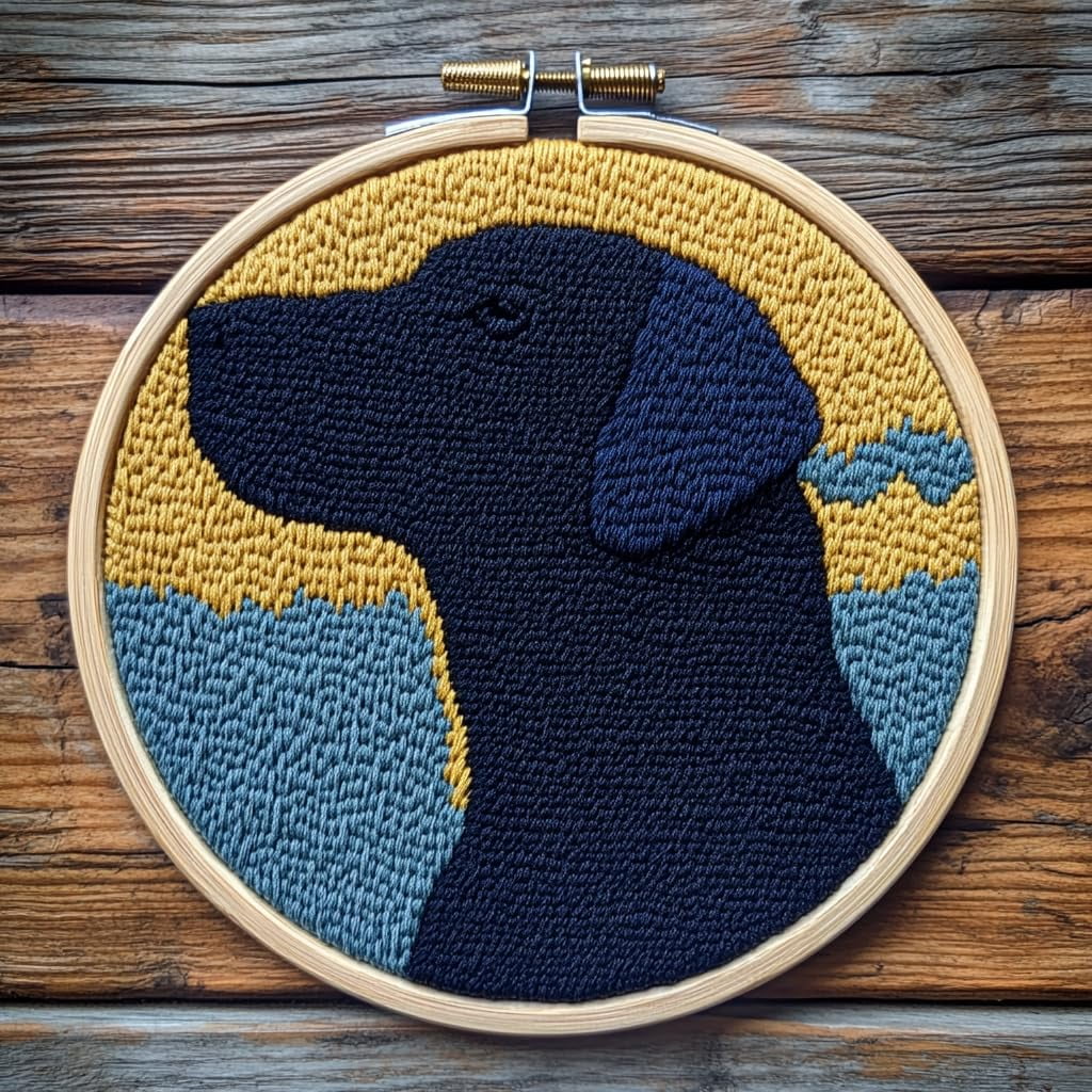 Punch Needle kits Black Labrador Dog Silhouette Easy for Beginners DIY ...