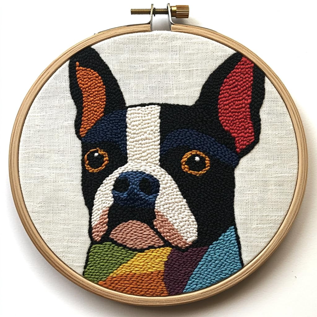 Punch Needle kits Boston Terrier Dog Silhouette Easy for Beginners DIY ...