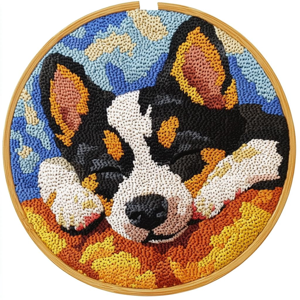 Punch Needle kits Cartoon Baby Australian Cattle Dog Easy for Beginners ...