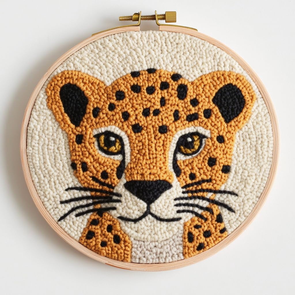 Punch Needle kits Cartoon Baby Leopard Face Easy for Beginners DIY ...