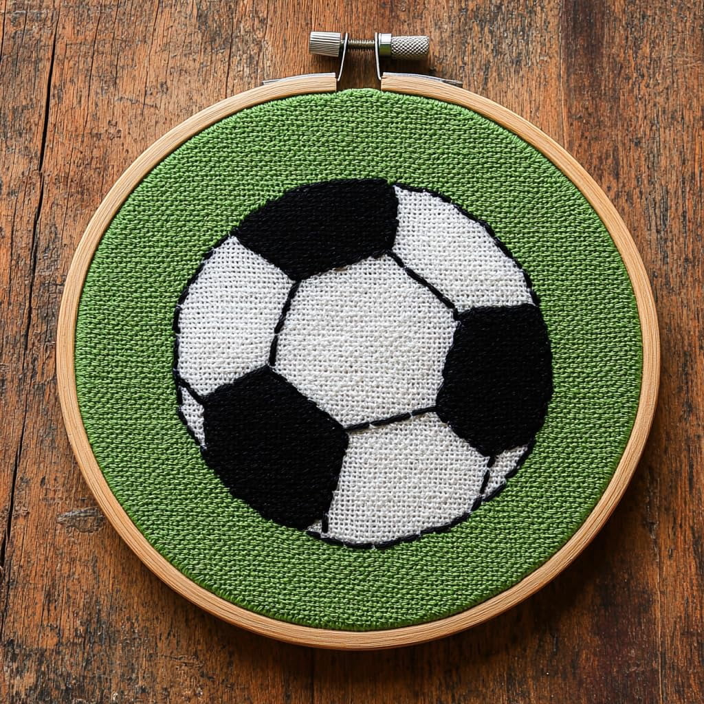 Punch Needle kits Cartoon Soccer Ball on Green Grassland Easy for ...