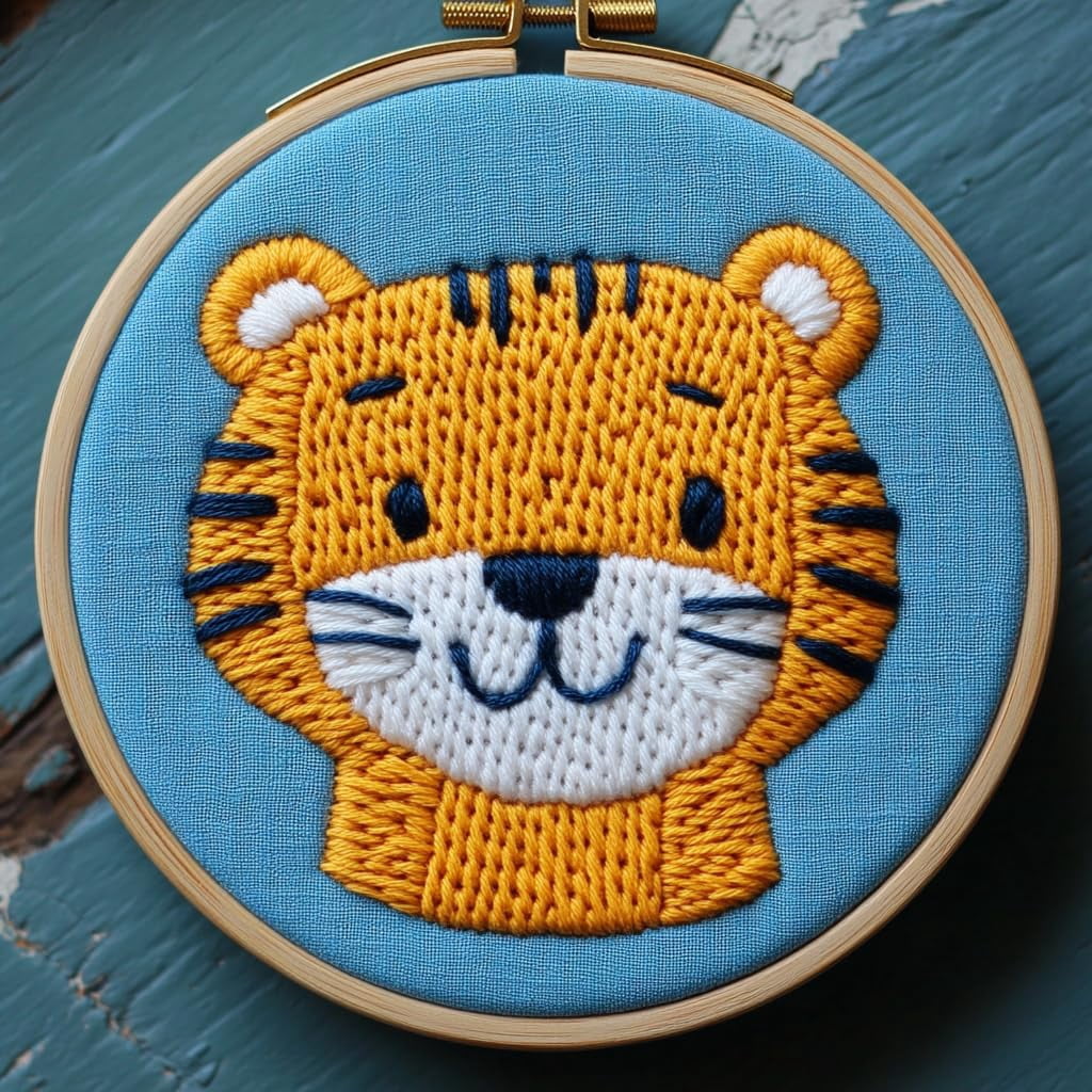 Punch Needle kits Cute Baby Yellow Tiger Easy for Beginners DIY Punch ...