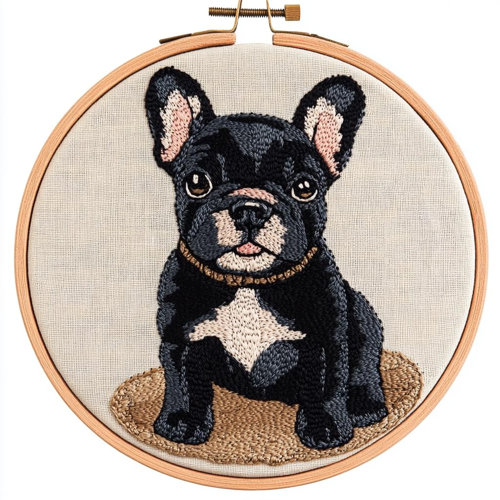 Punch Needle kits Cute Black Puppy French Bulldog Easy for Beginners ...