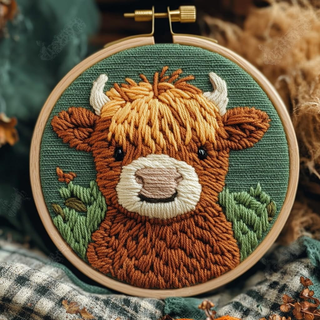 Punch Needle kits A Cute Cartoon Baby Highland Green Grass Easy for ...