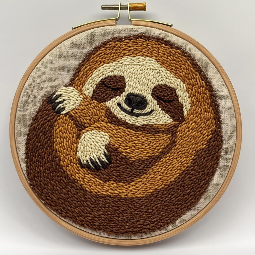 Punch Needle kits Cute Cartoon Baby Sloth in Moms Arm Easy for ...