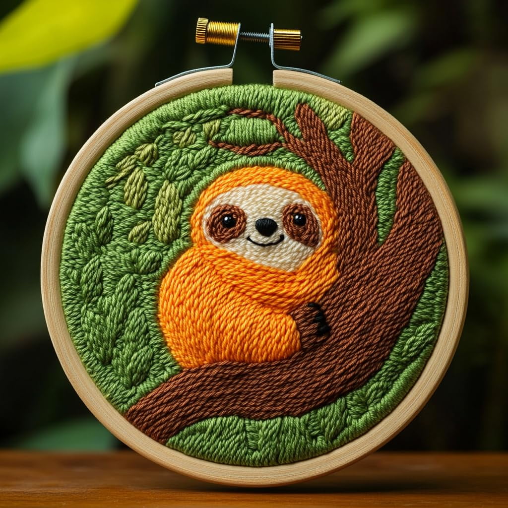 Punch Needle kits Cute Orange Sloth on Tree Easy for Beginners DIY ...