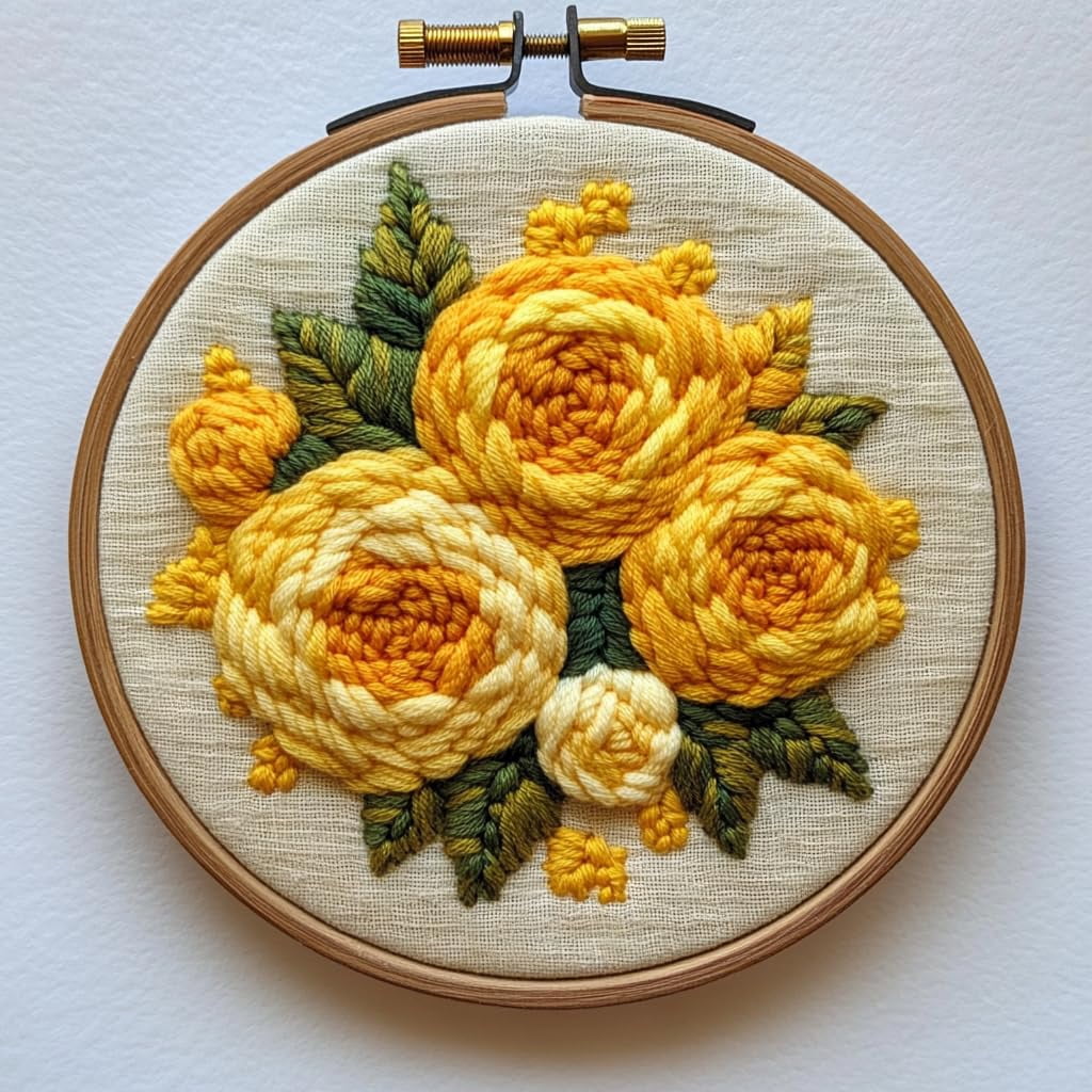 Punch Needle kits Yellow Roses Valentine Easy for Beginners DIY Punch ...