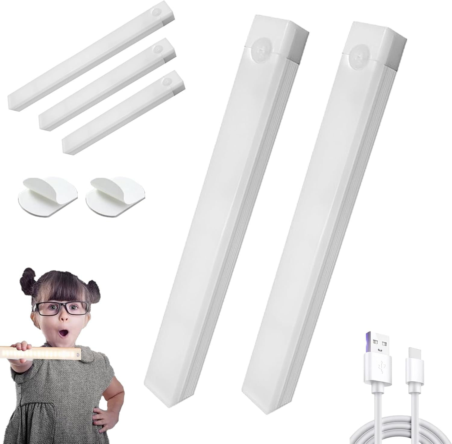 Punch-free Smart Sensor Magnetic Rechargeable LED Lights, 8Pack Motion ...