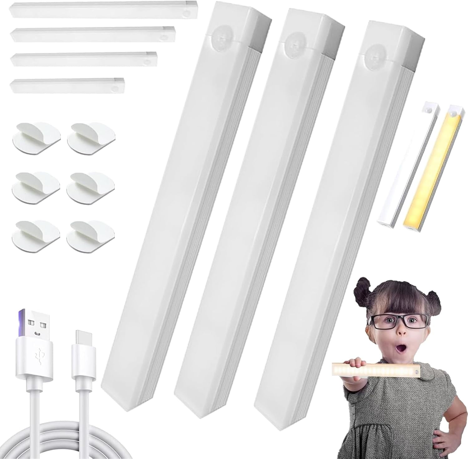 Punch-free Smart Sensor Magnetic Rechargeable LED Lights, Motion Sensor ...