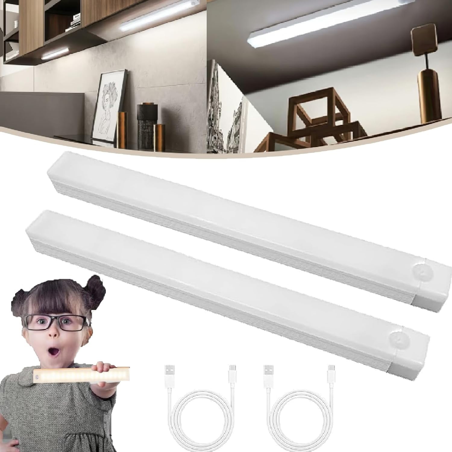 Punch-free Smart Sensor Magnetic Rechargeable LED Lights, Rechargeable ...