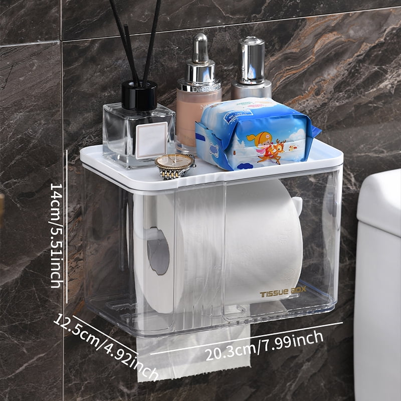 Punch-free Toilet Paper Holder Box Waterproof Storage Toilet Paper ...