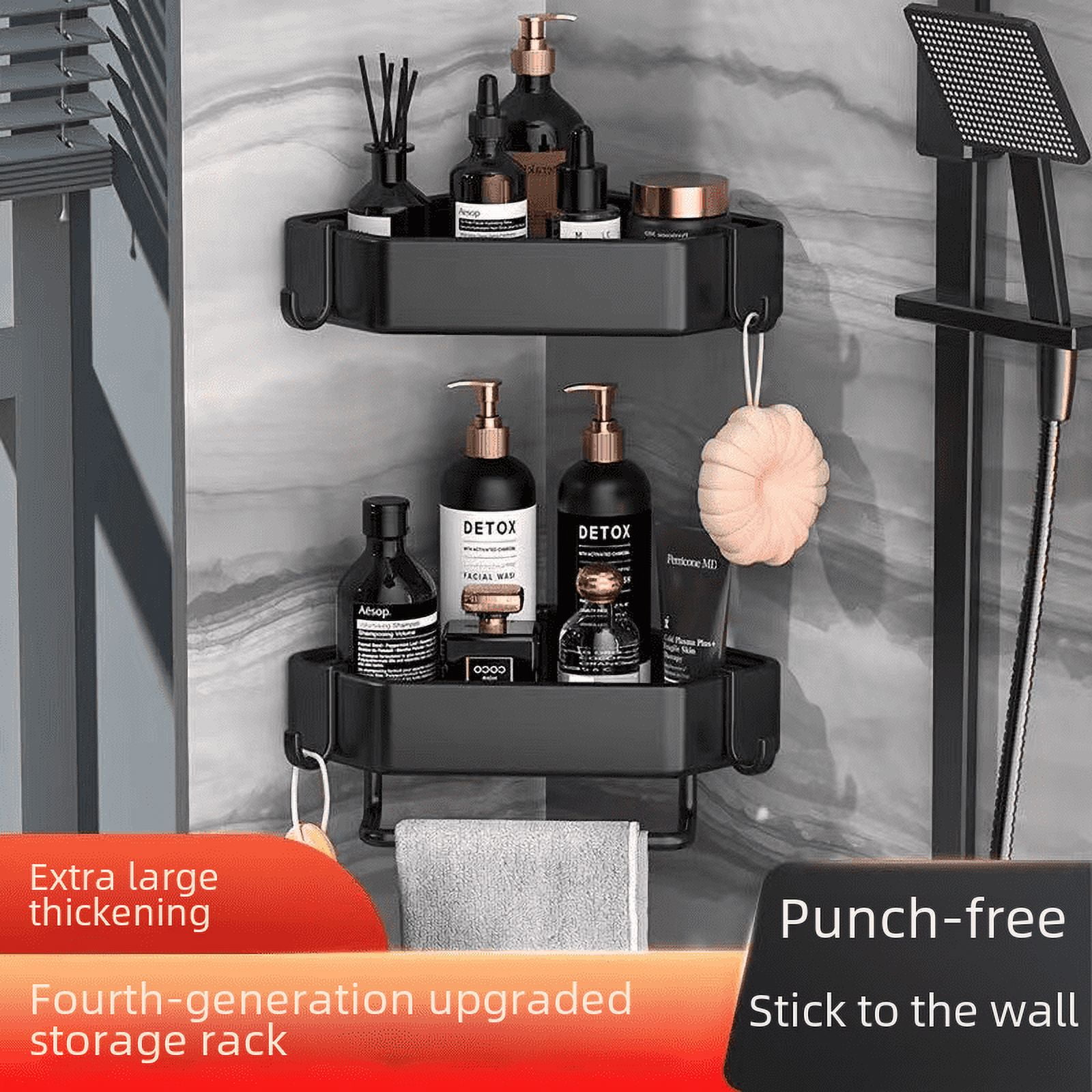 Punch-free bathroom triangle storage rack elegant black toilet storage ...