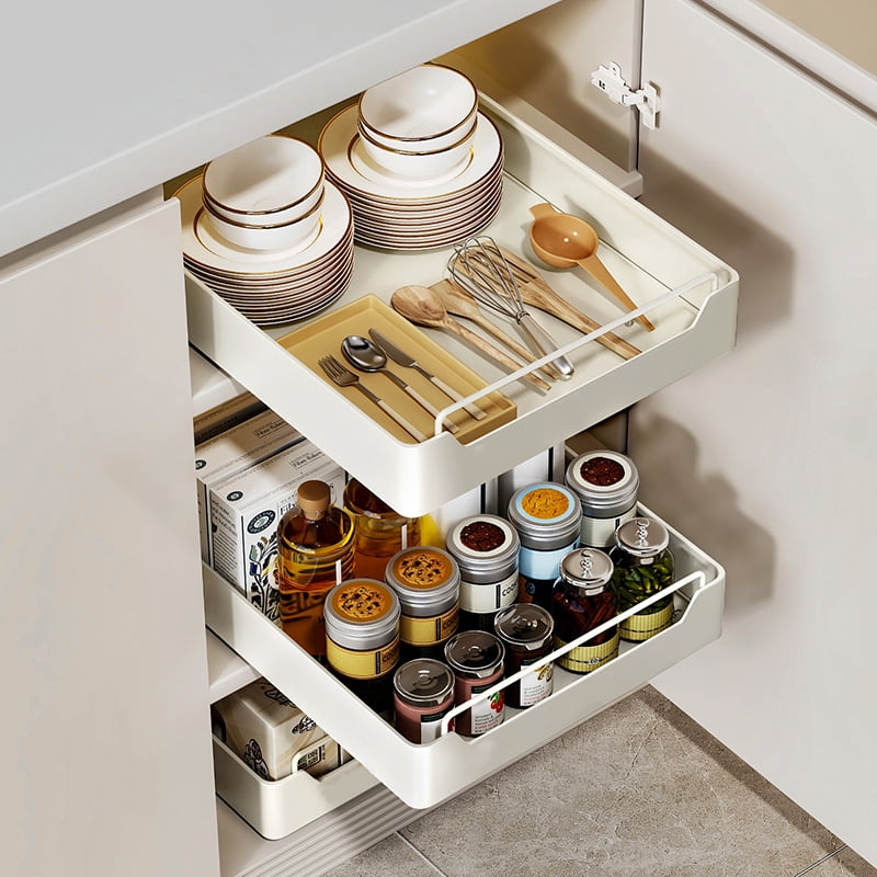 Punch-free kitchen pull-out storage rack sink pull-out basket cabinet ...