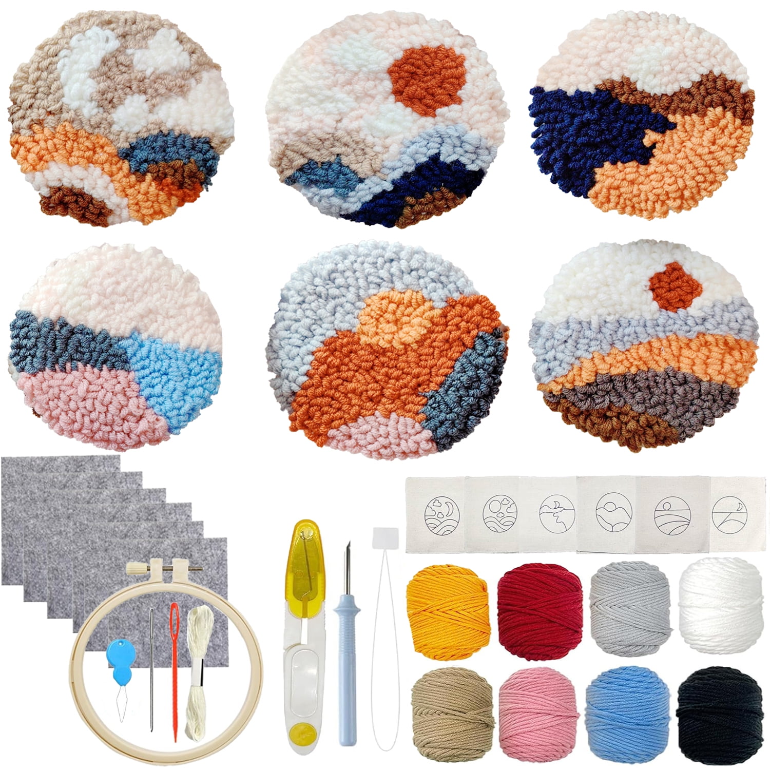 Punch needle kit,Punch Needle Coasters Kit for Adults Beginners 6 ...