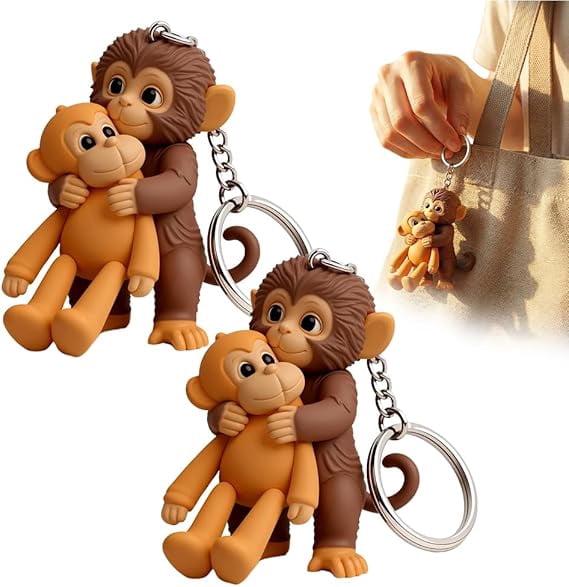Punch the Monkey Keychain, 3D Cute Punch Monkey Holding Plush ...