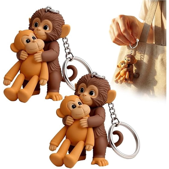 Punch the Monkey Keychain, 3D Cute Punch Monkey Holding Plush ...