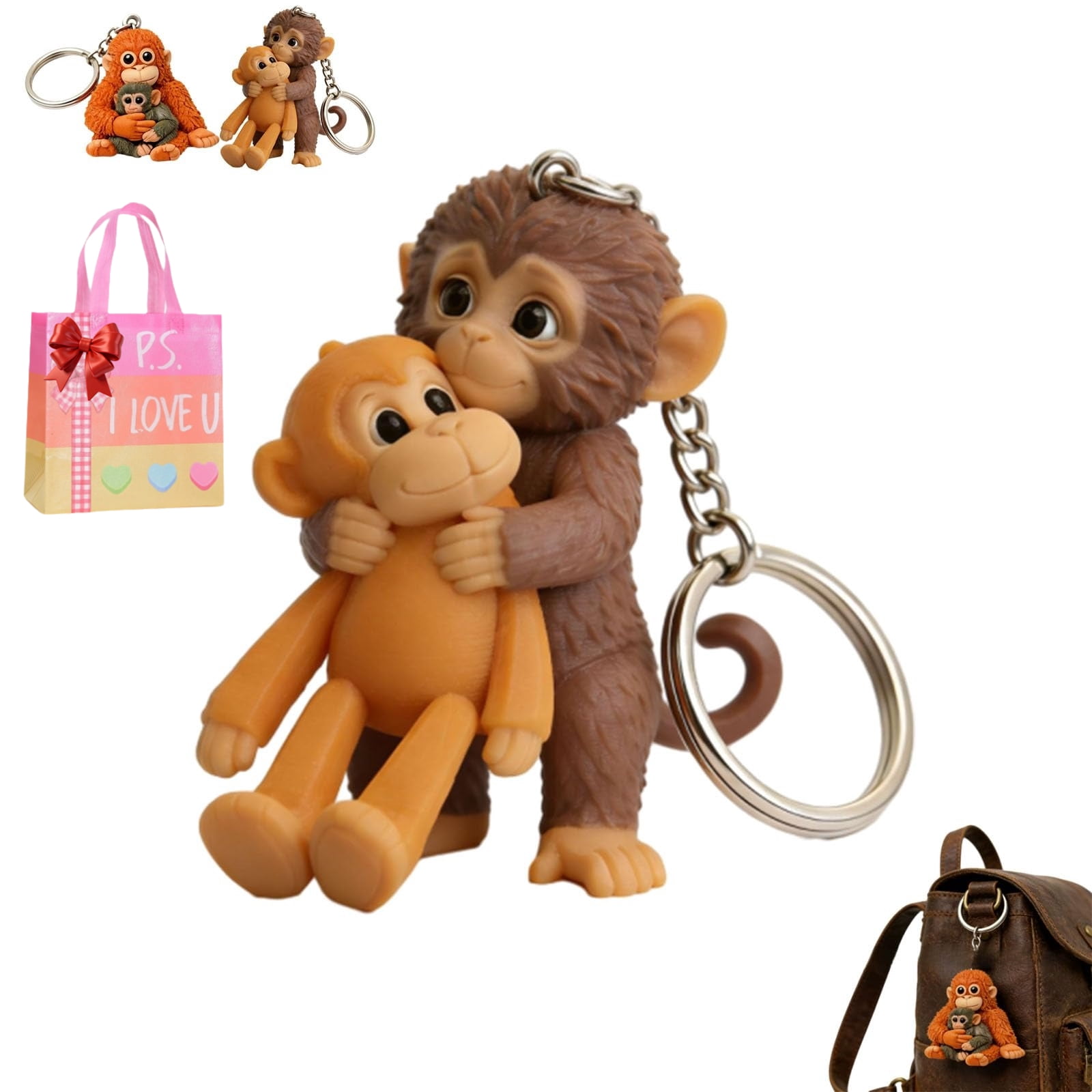 Punch the Monkey, Protect Punch the Monkey Keychain, 3D Cute Punch ...