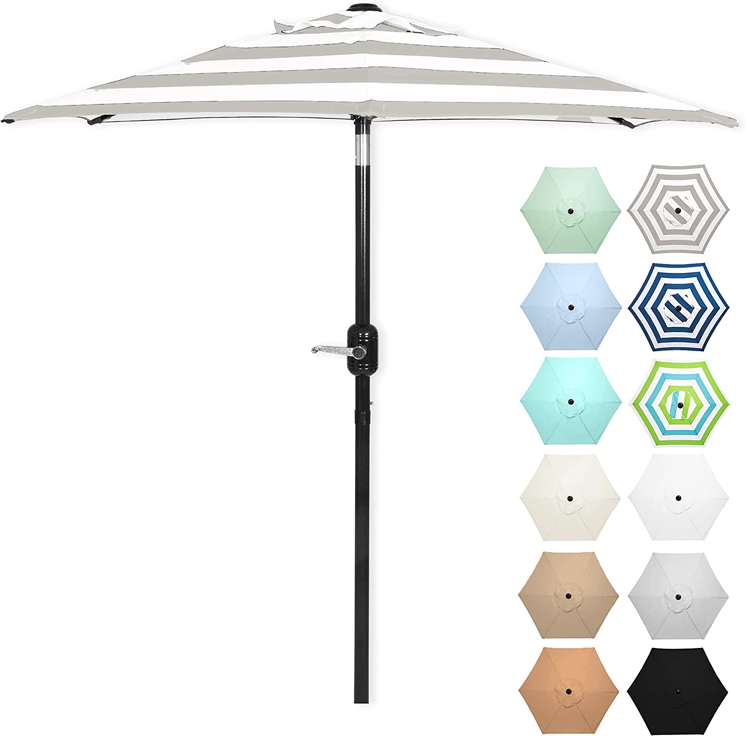Punchau 6 Ft Outdoor Patio Umbrella, Easy Open/Close Crank and Push ...