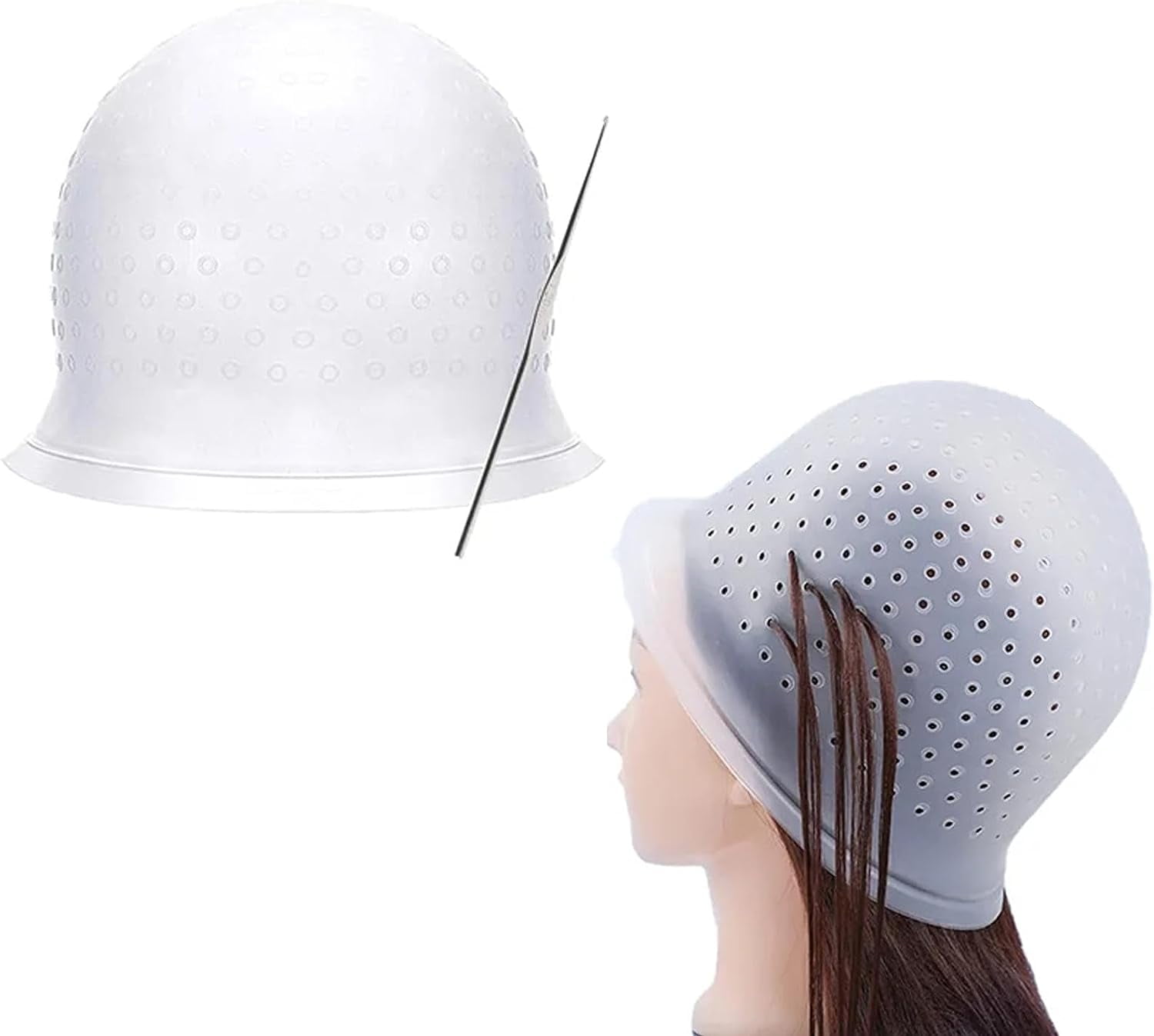 Punched Hole Highlight Cap and Hook Kit,Reusable Silicone Hair ...