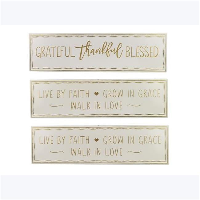 Punched Metal Wall Sign with Thankful Live Faith Gold, White & Assorted ...