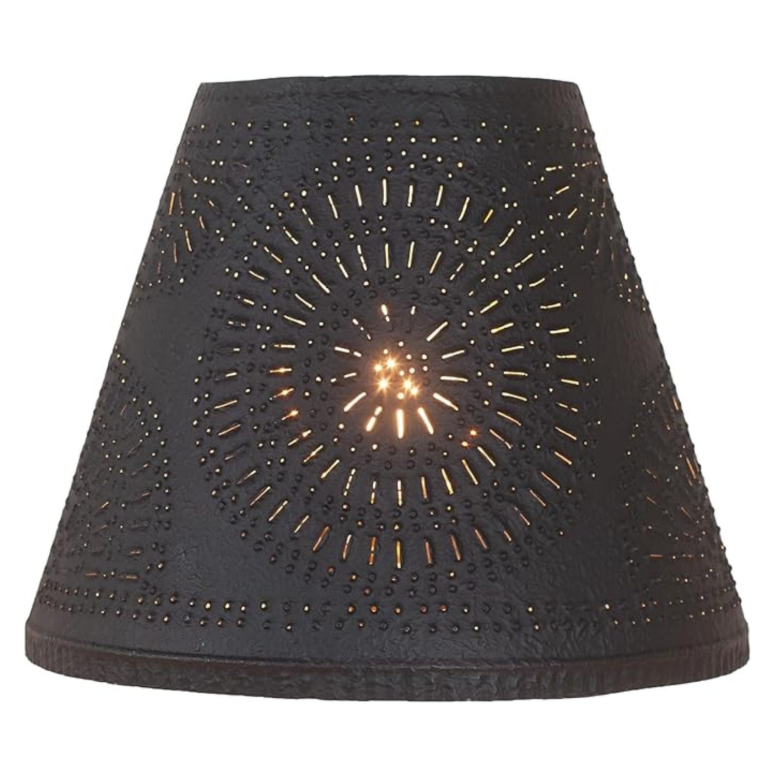 Punched Tin 12-Inch Empire Shade with Chisel Design in Textured Black ...