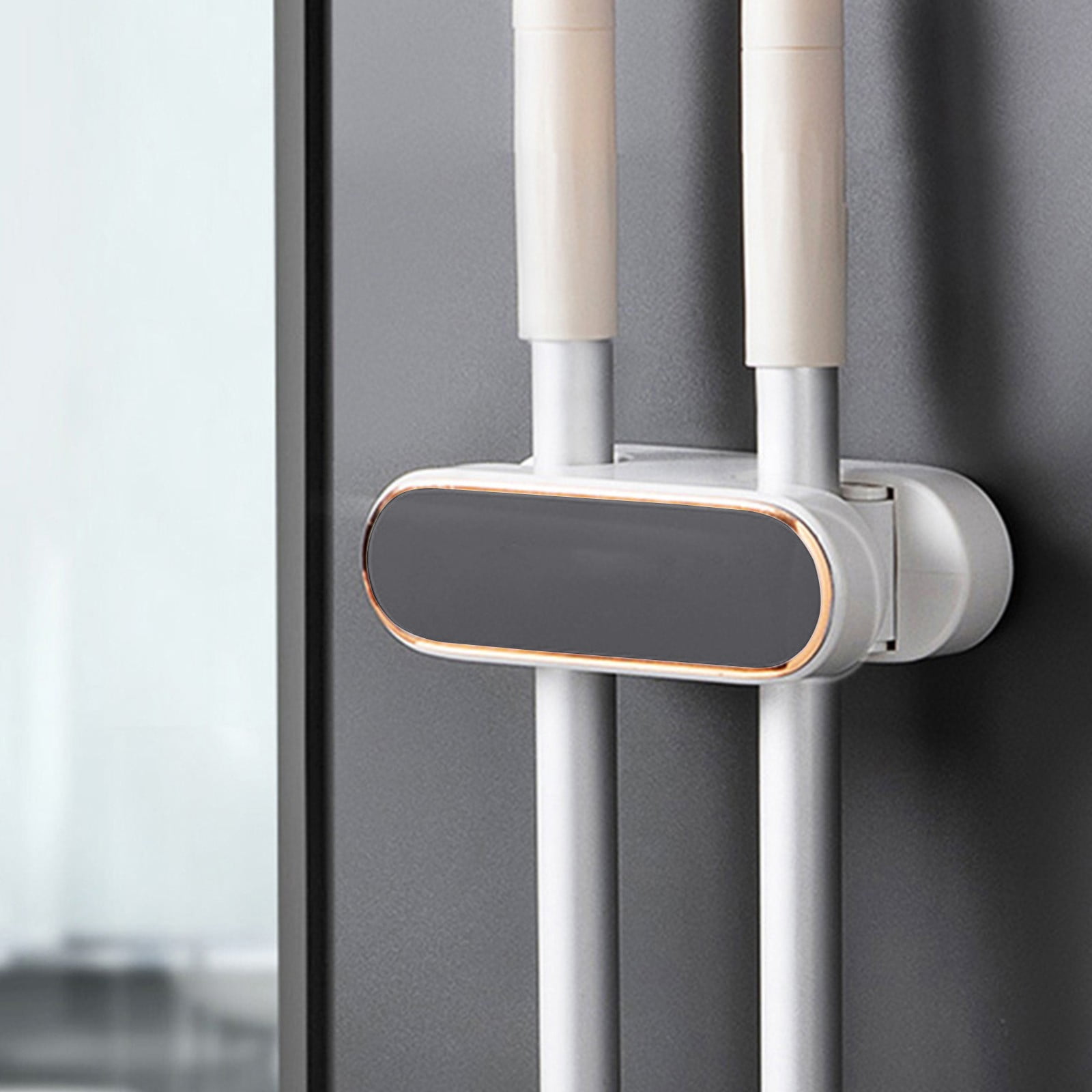 No Punching Adhesive Mop Holder Clip | Bathroom Broom Hook Wall Mount ...