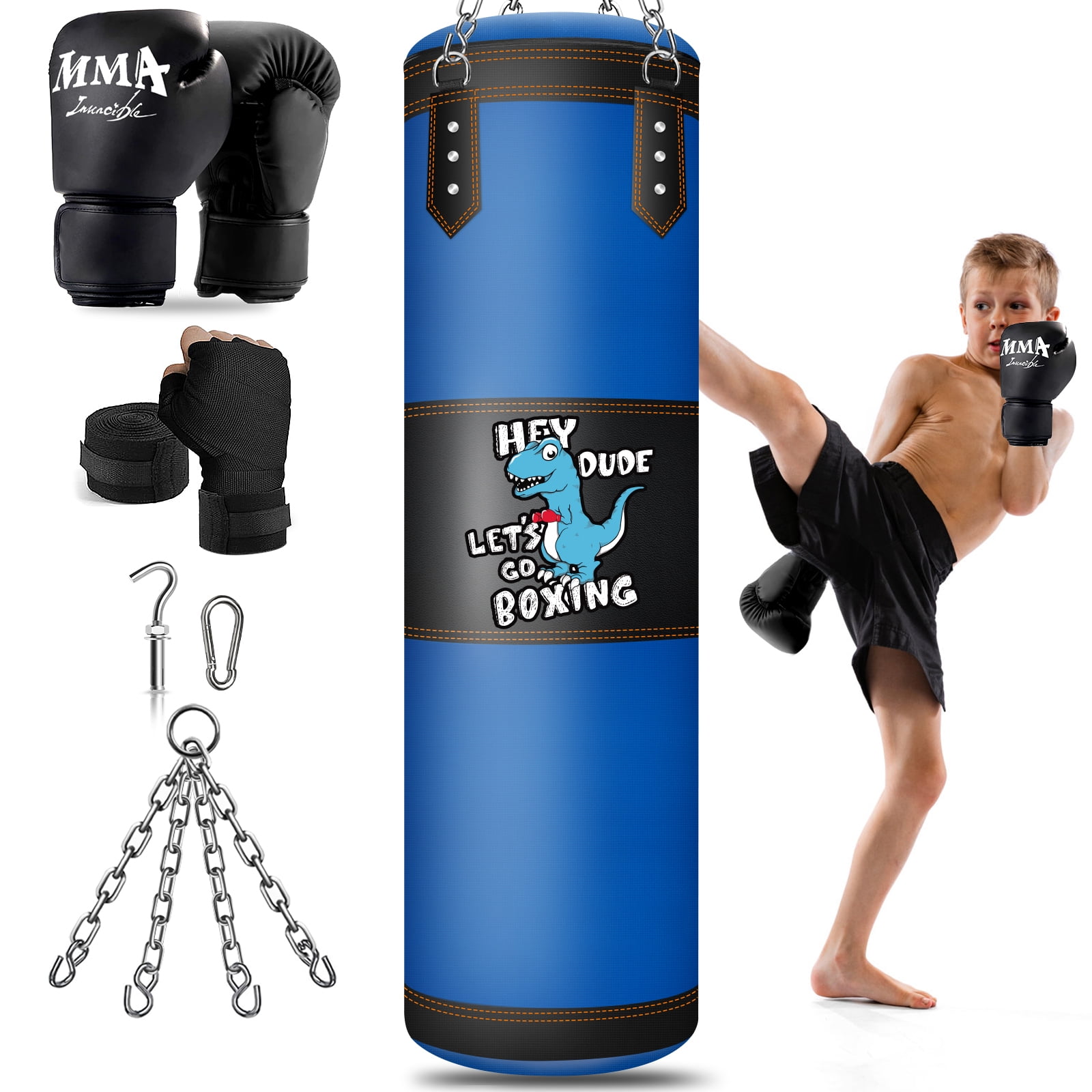 Punching Bag for Kids, 2.7FT Hanging Boxing Bag with Boxing Gloves ...