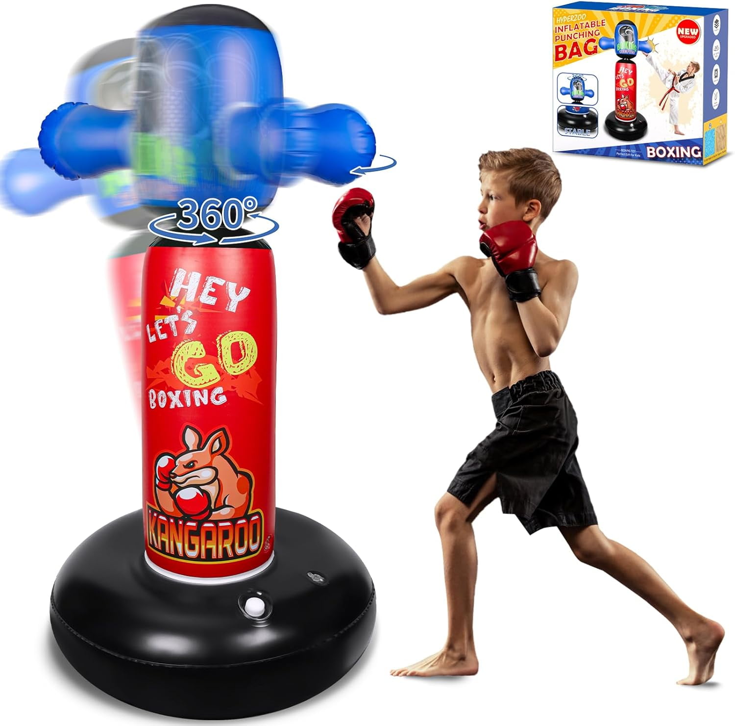 Punching Bag for Kids, 360°Rotating Inflatable Kids Punching Bag, Heavy ...