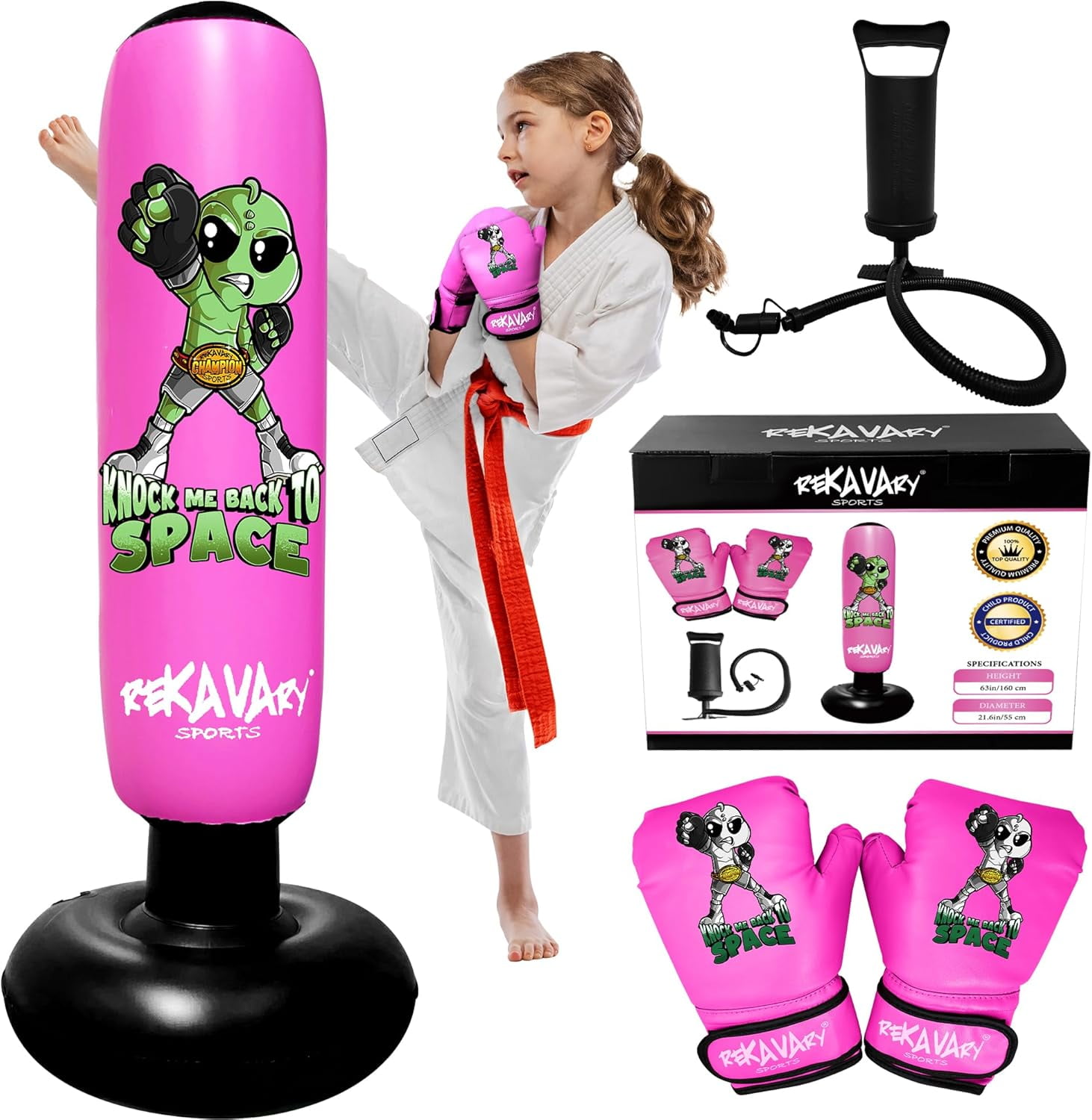 Punching Bag for Kids - 5' 3" Tall and Stable - Ninja Kids Inflatable ...