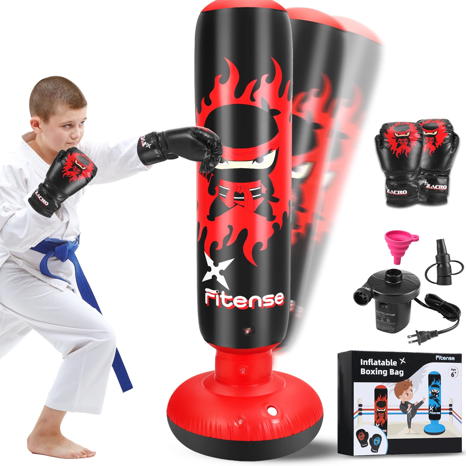 Punching Bag for Kids, 63 Inch Stable Inflatable Punching Bag with ...