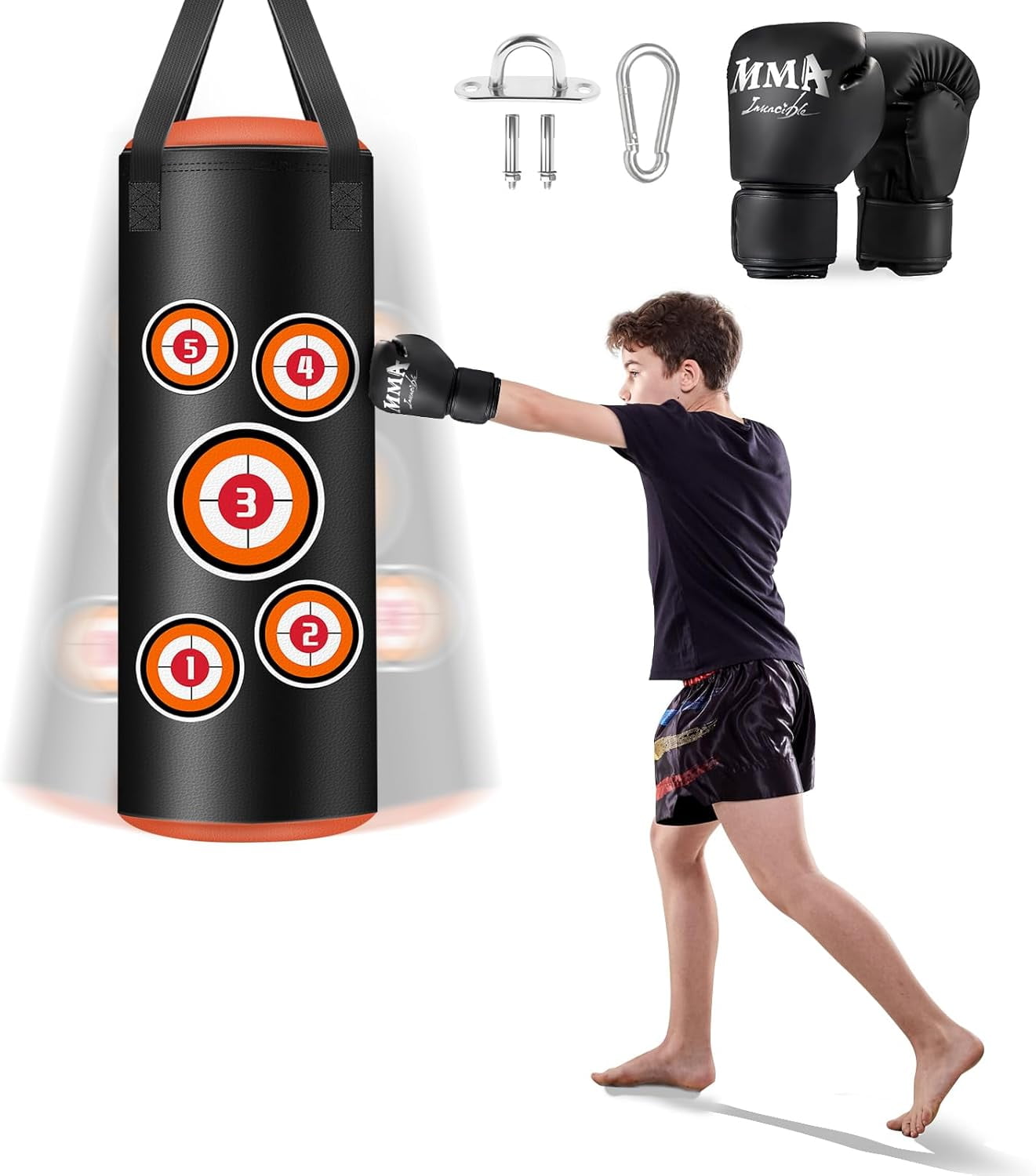 Punching Bag for Kids Boxing Set - UNFILLED with Boxing Gloves Suitable ...
