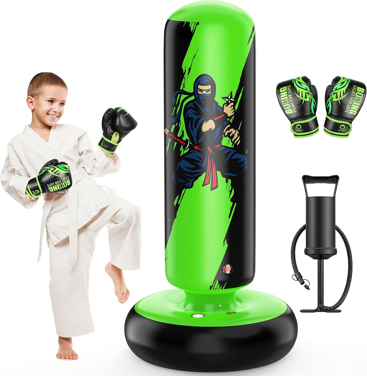 Punching Bag for Kids, Stable Inflatable Boxing Bag with Boxing Gloves ...