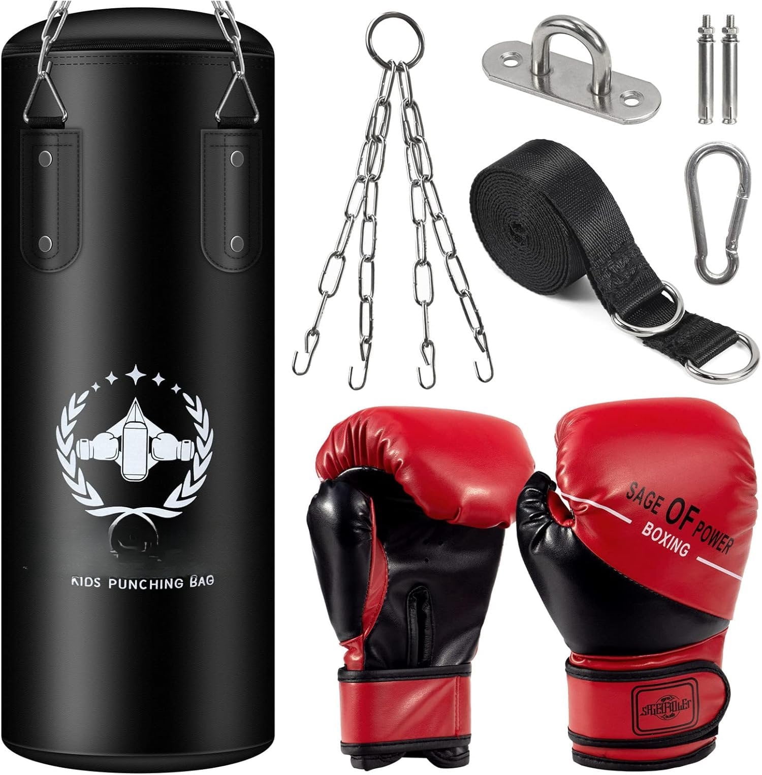 Punching Bag Set Unfilled, Boxing Bag Kickboxing Bag with Boxing Gloves ...