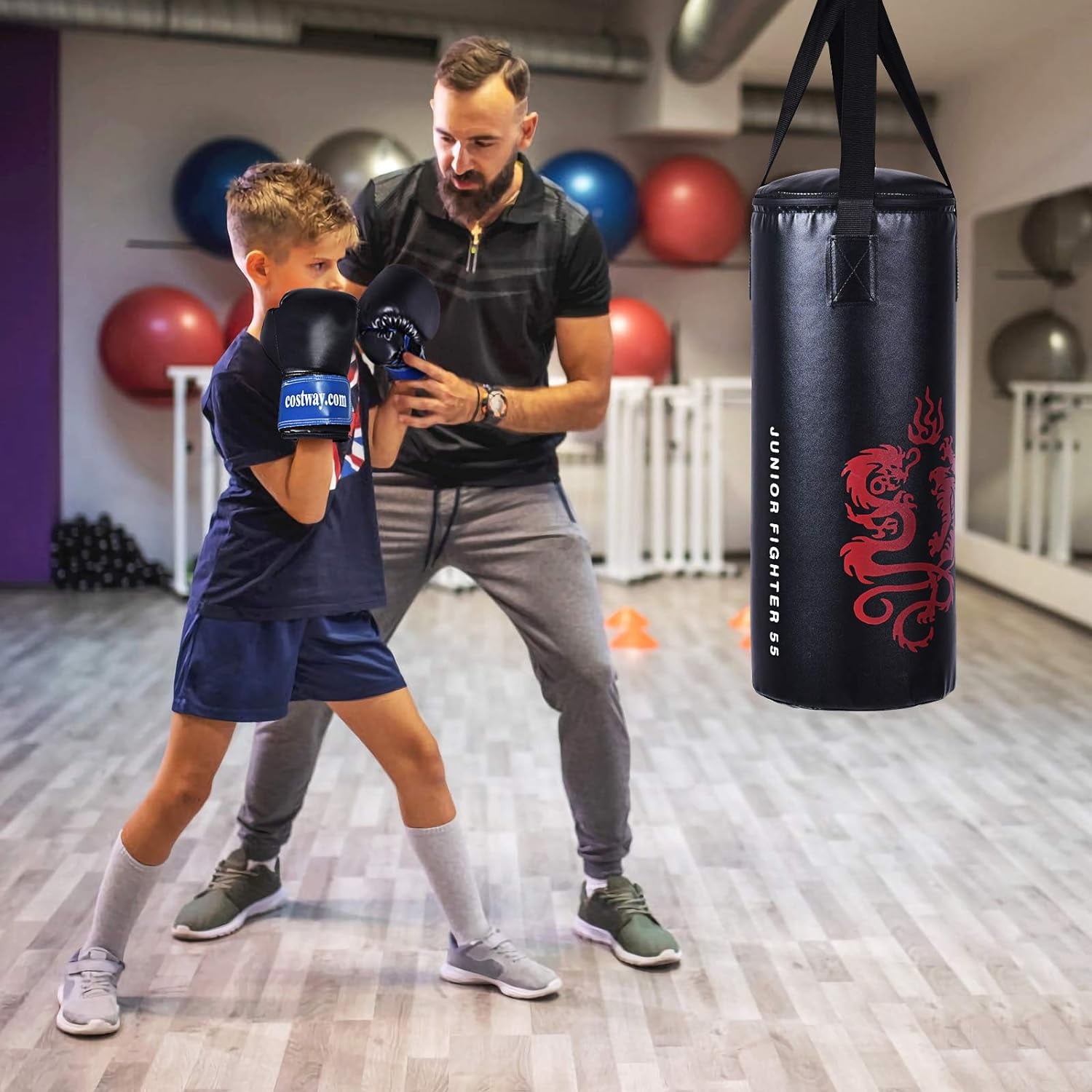 Punching Bag Set with Gloves, 22LBS Filled Kick Boxing Bag, Rucksack ...