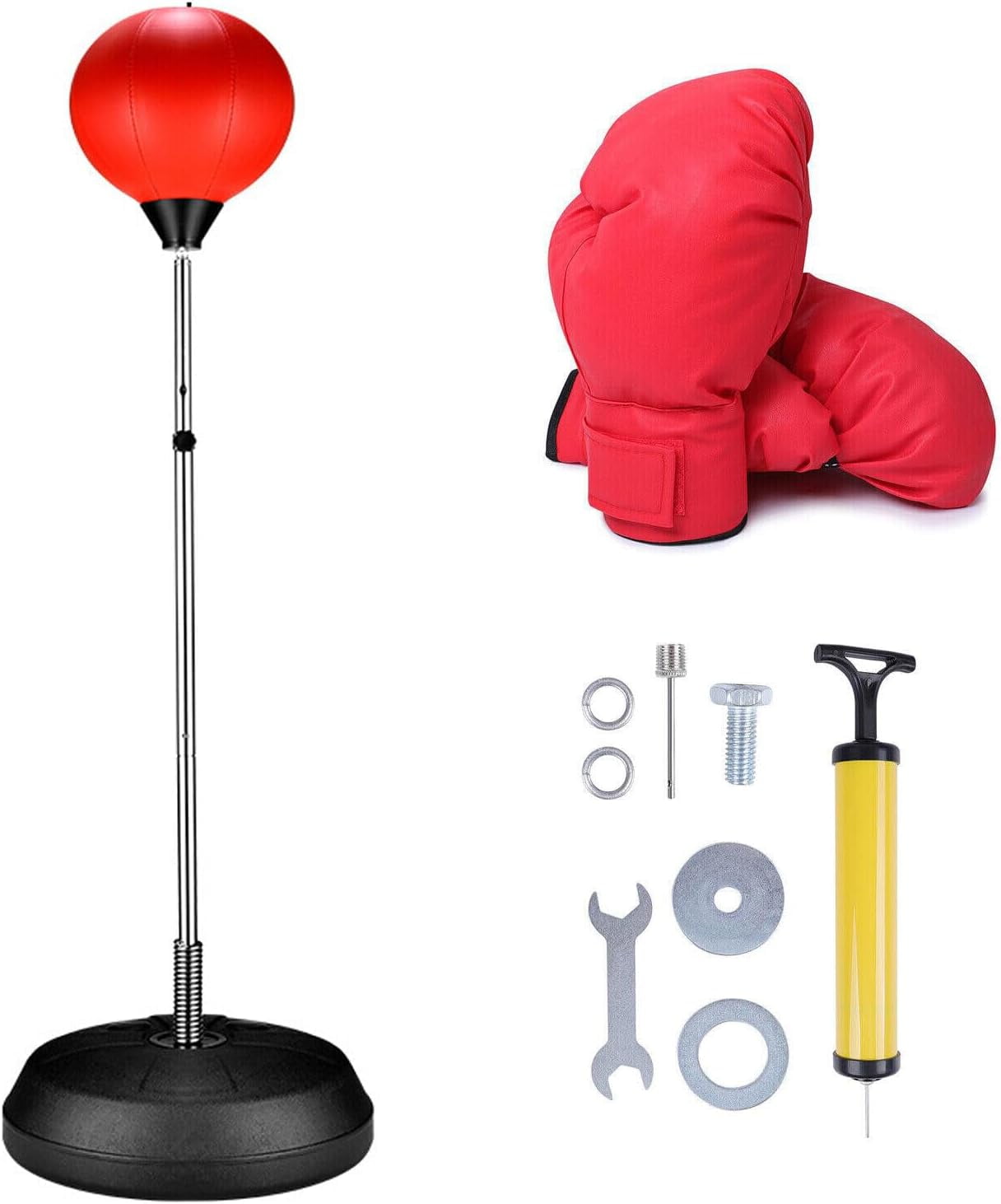 Punching Bag with Stand, Adjustable Height Free Standing Boxing Reflex ...