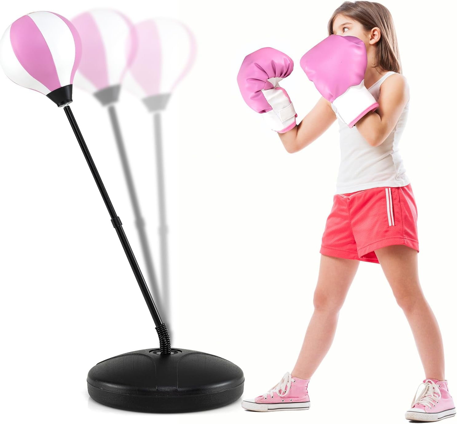 Punching Bag with Stand, Boxing Set with Adjustable Height, Comfortable ...