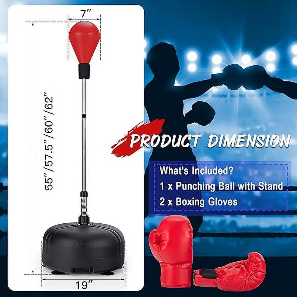 Punching Bag with Stand, Freestanding Reflex Speed Bag w/ Boxing Gloves ...