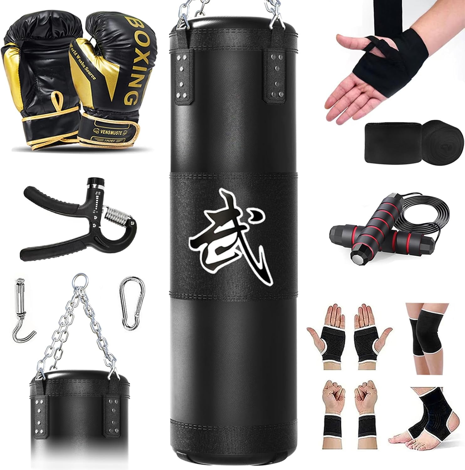 Punching Bag for Adults, 4ft Heavy Boxing Bag Set with 12oz Boxing ...