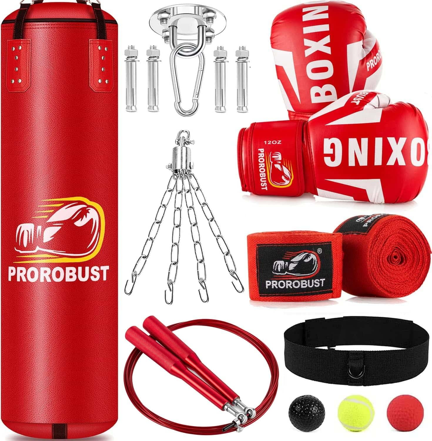 Punching Bag for Adults, 4ft PU Heavy Boxing Bag Set with 12OZ Gloves ...